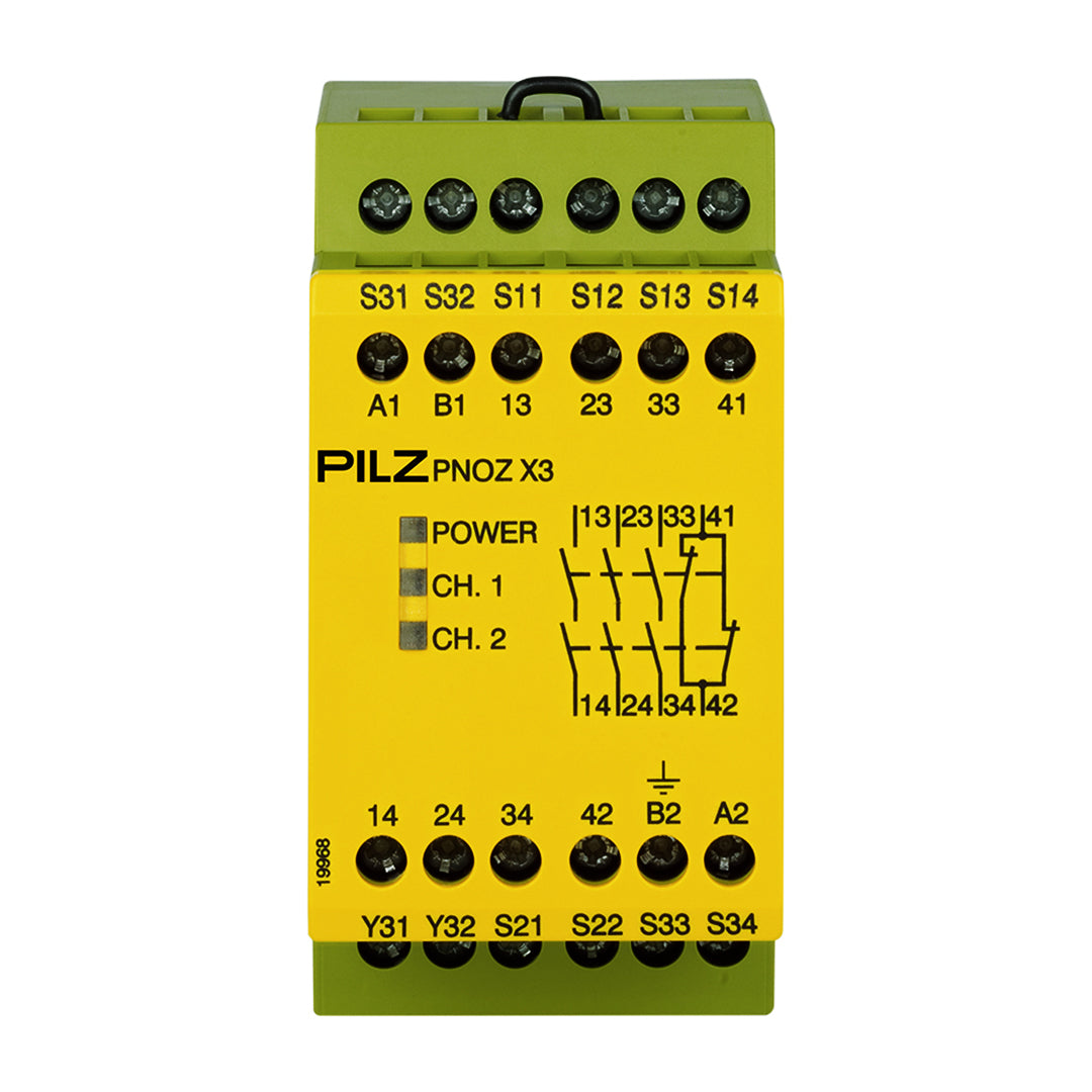 Safety Relays PILZ เซฟตี้ รีเลย์ PNOZ X3 230VAC 24VDC 3n/o 1n/c 1so ...